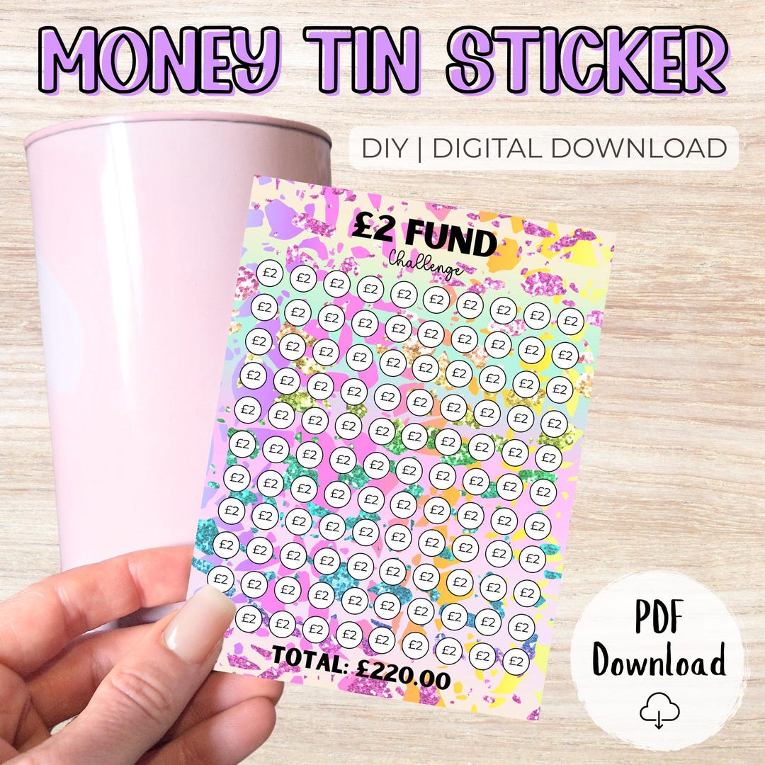 2 Pound Money Challenge Money Tin Sticker – Digital Download | UK ...
