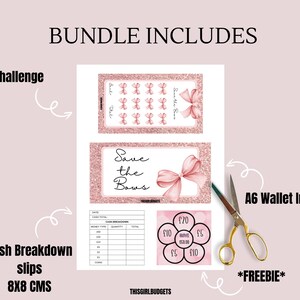 Coquette Bows Saving Challenge - Printable A6 PDF Download Bundle, GBP ...