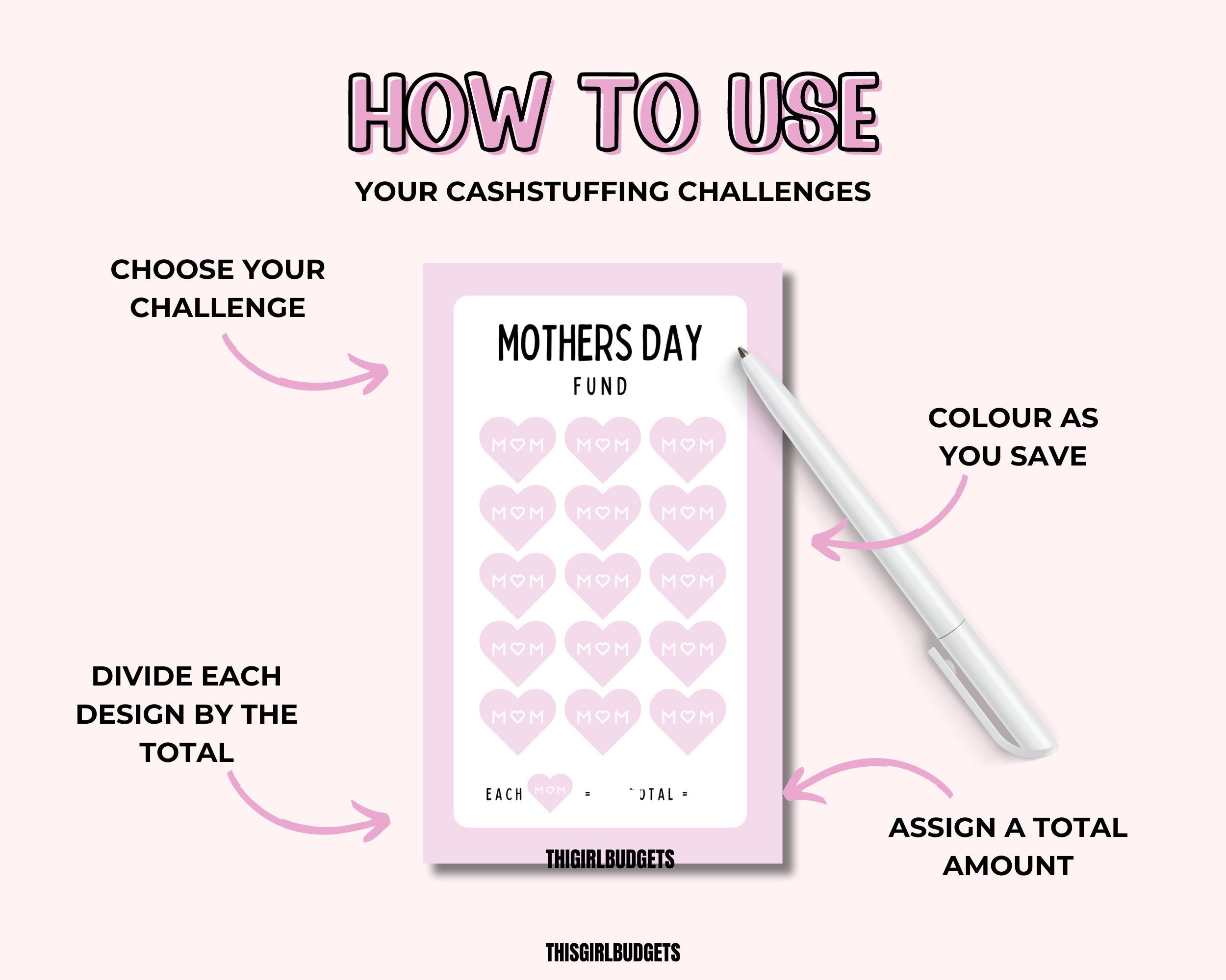 MEGA Cashstuffing Challenges - 53x A6 Digital Printable Download GBP ...