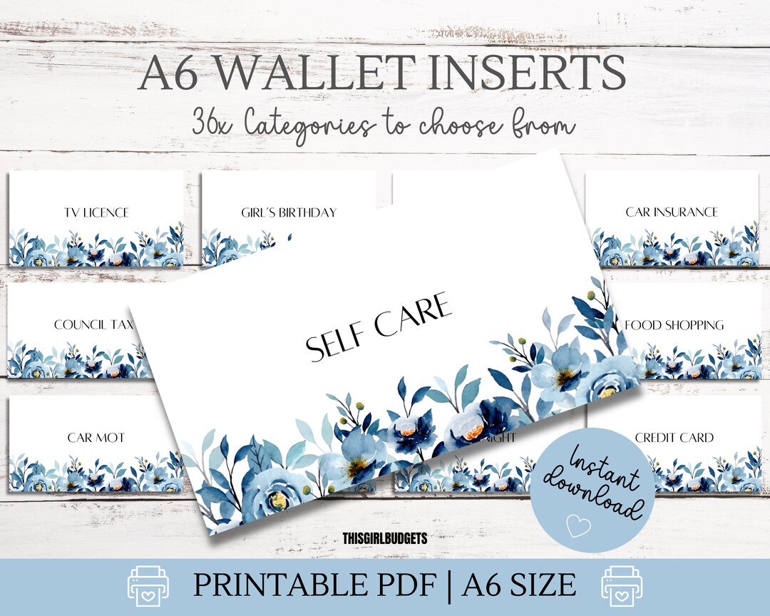 A6 Budget Binder Wallet Inserts - 36x DIGITAL Zipper Pouch Labels for ...