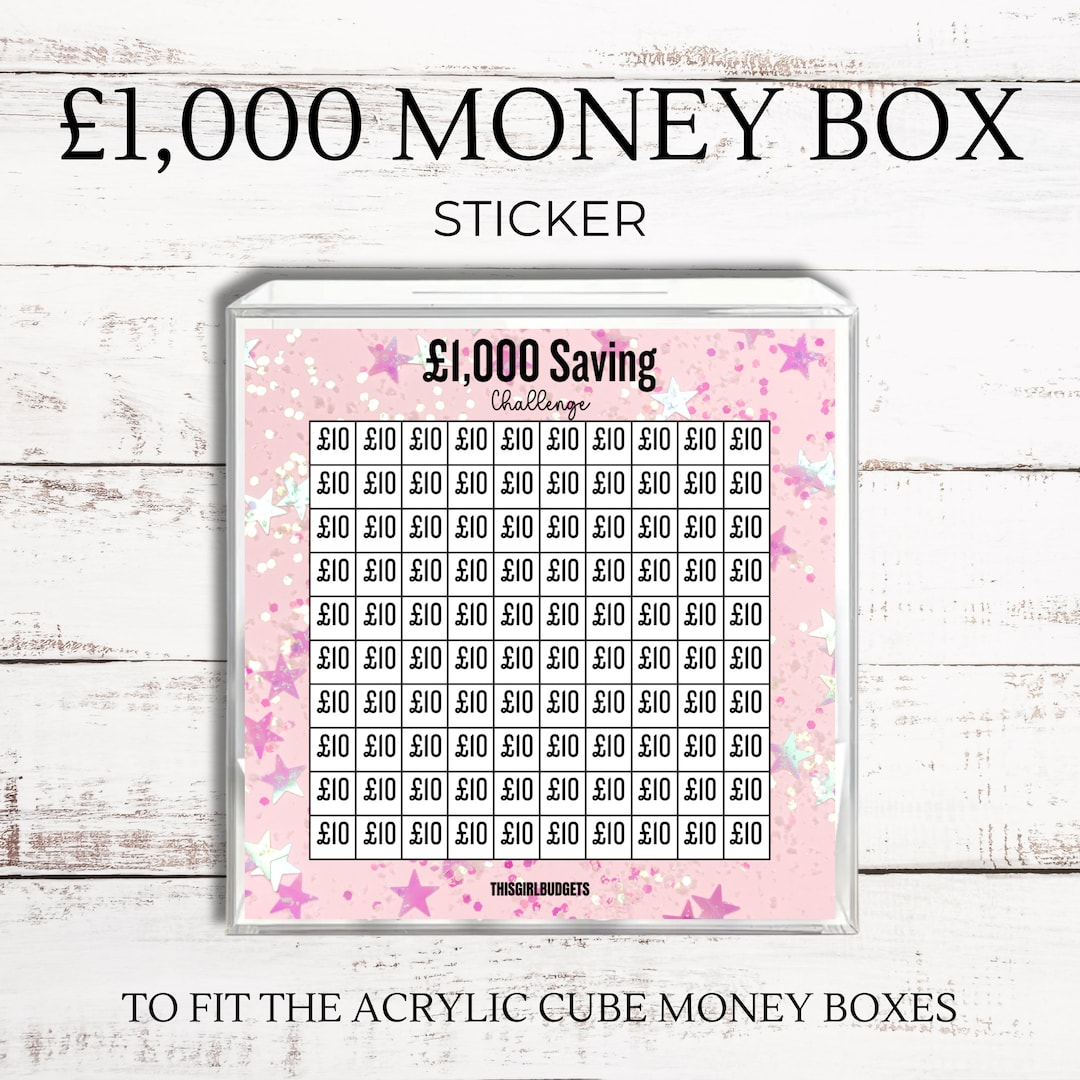 1000 Money Box Tin Sticker - Budgeting Stickers, Money Saver Challenge ...