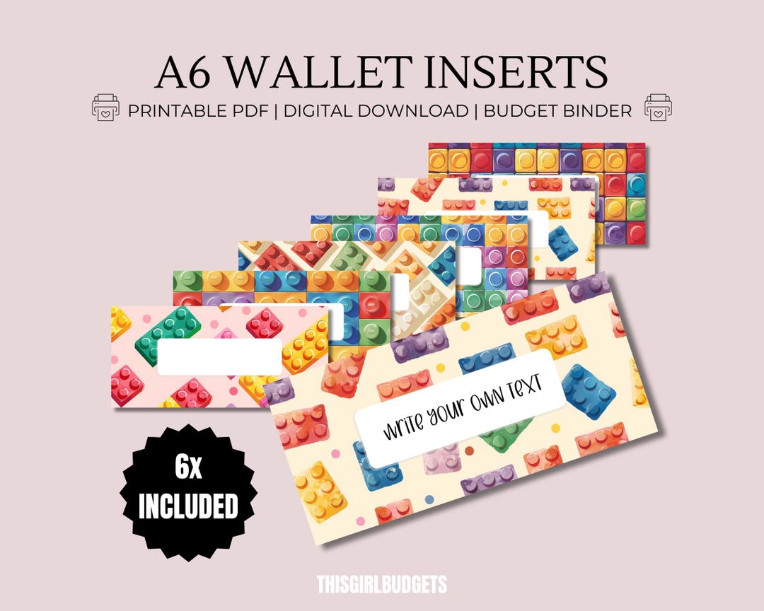 Bricks Kids Inserts - A6 PDF Printable Cash Stuffing, Budget Binder ...