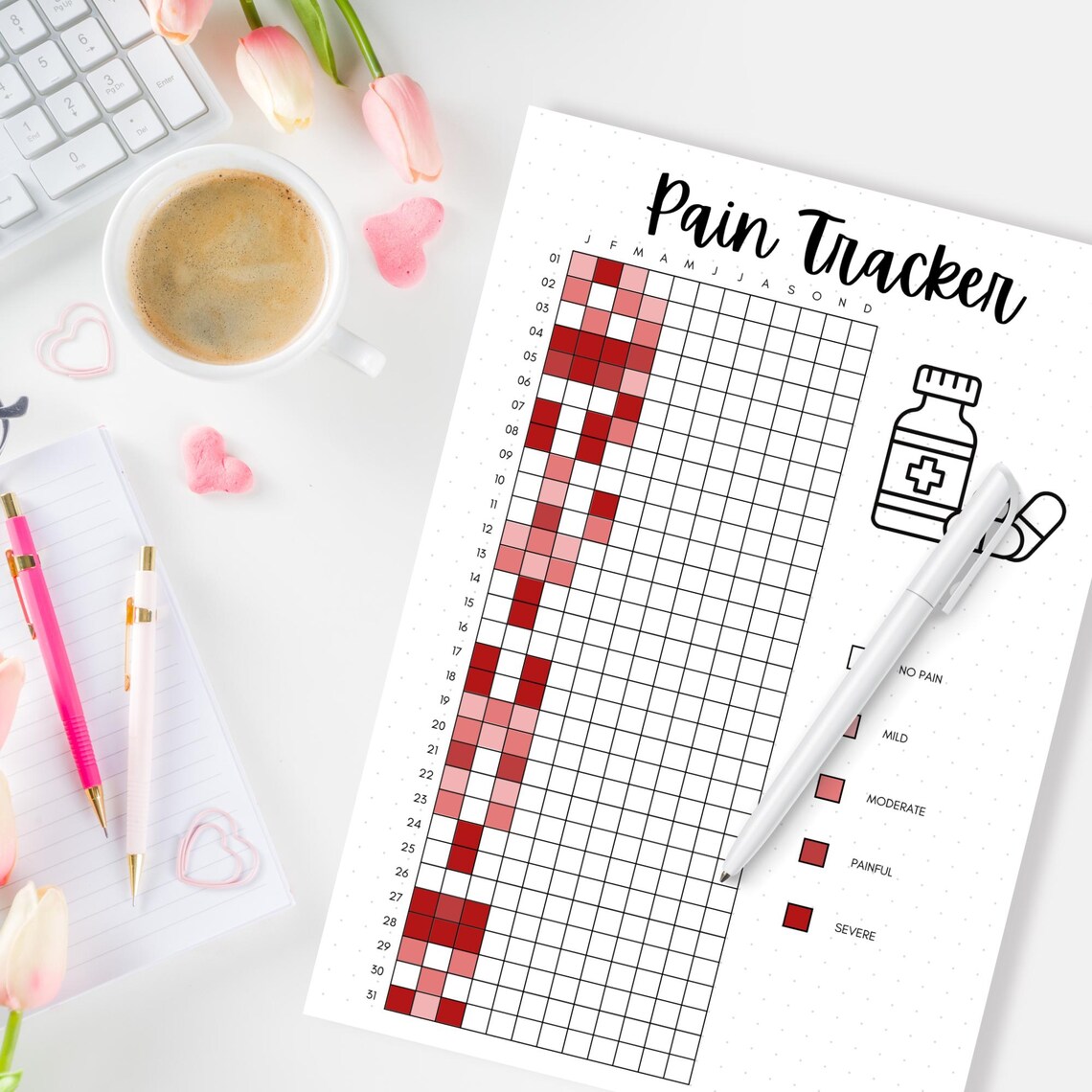 Pain Habit Tracker - PRINTABLE A4 & A5 Journal Pages, Daily Tracker ...