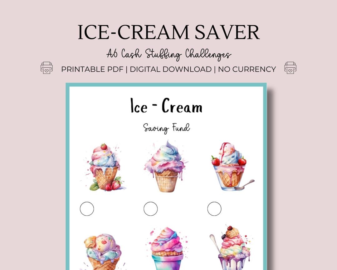 Ice Cream Saver - A6 Printable PDF Download, Cash Stuffing, Budgeting ...