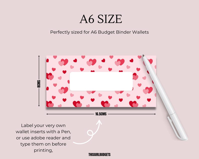 Valentines Inserts - A6 PDF Printable Cash Stuffing, Budget Binder ...