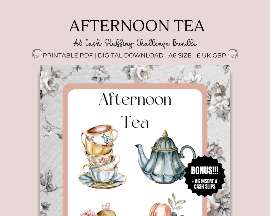 Afternoon Tea Saving Challenge - Printable A6 PDF Download Bundle, GBP ...