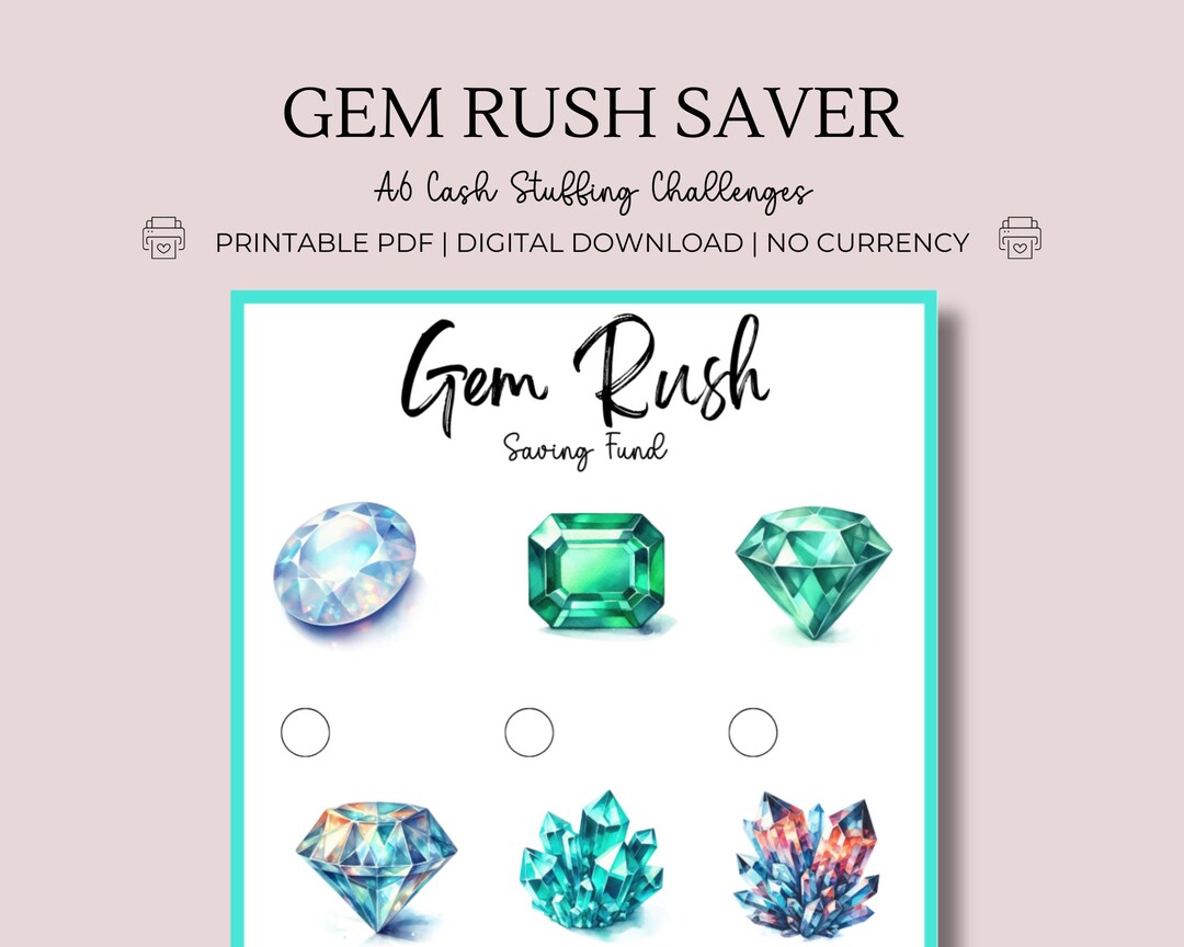 Gem Rush Saver - A6 Printable PDF Download, Cash Stuffing, Budgeting ...