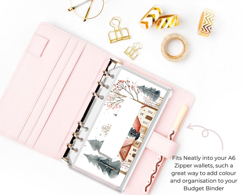 A6 Wallet Labels - Printable Pdf's, Winter Snow, Cash Envelope System ...