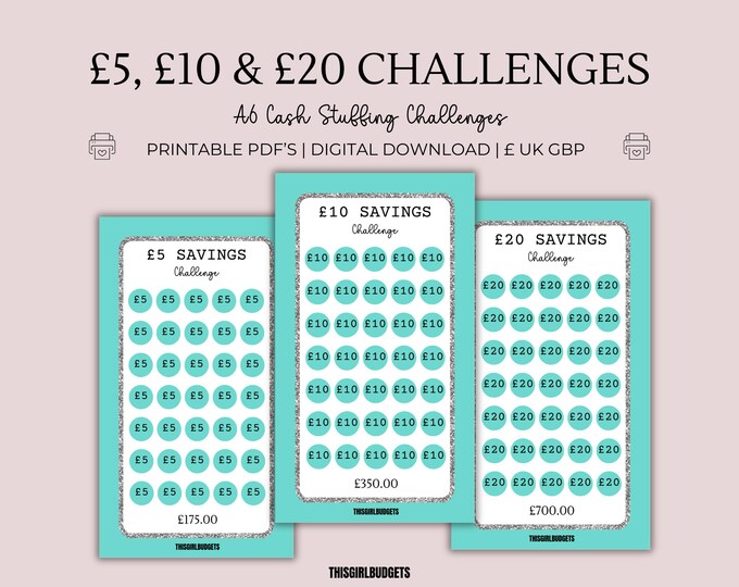 Cash Stuffing Printable Trackers, Savings Challenges Low Income, A6 ...