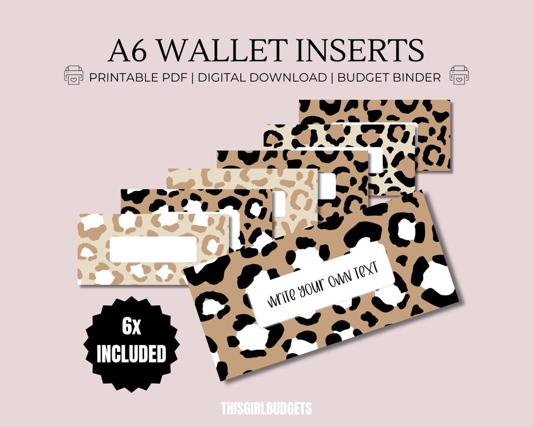 Leopard Print Inserts - A6 PDF Printable Cash Stuffing, Budget Binder ...
