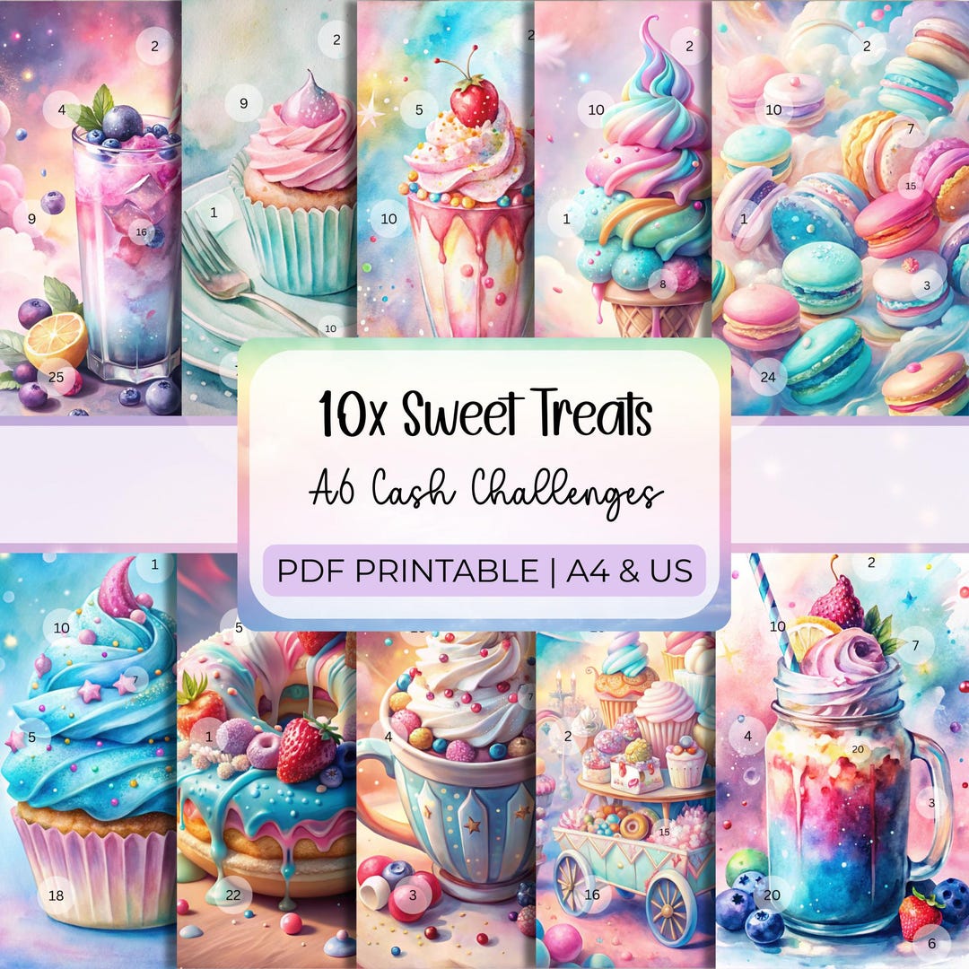 Sweet Treats Scenery Savings Challenge Bundle – 10 Printable Low Amount ...