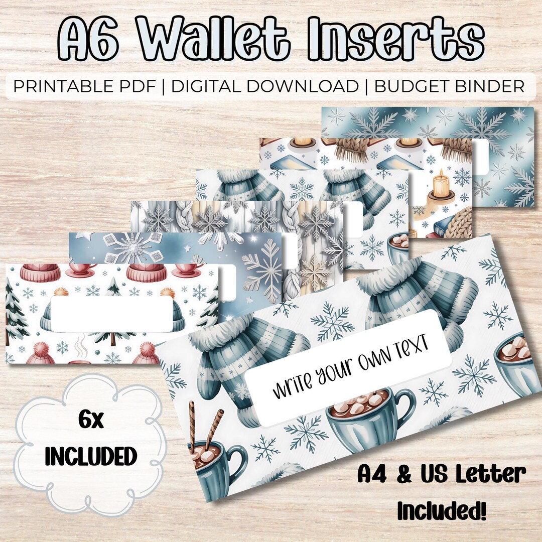 Winter Snowy Scene Wallet Inserts - A6 PDF Printable Cash Stuffing ...