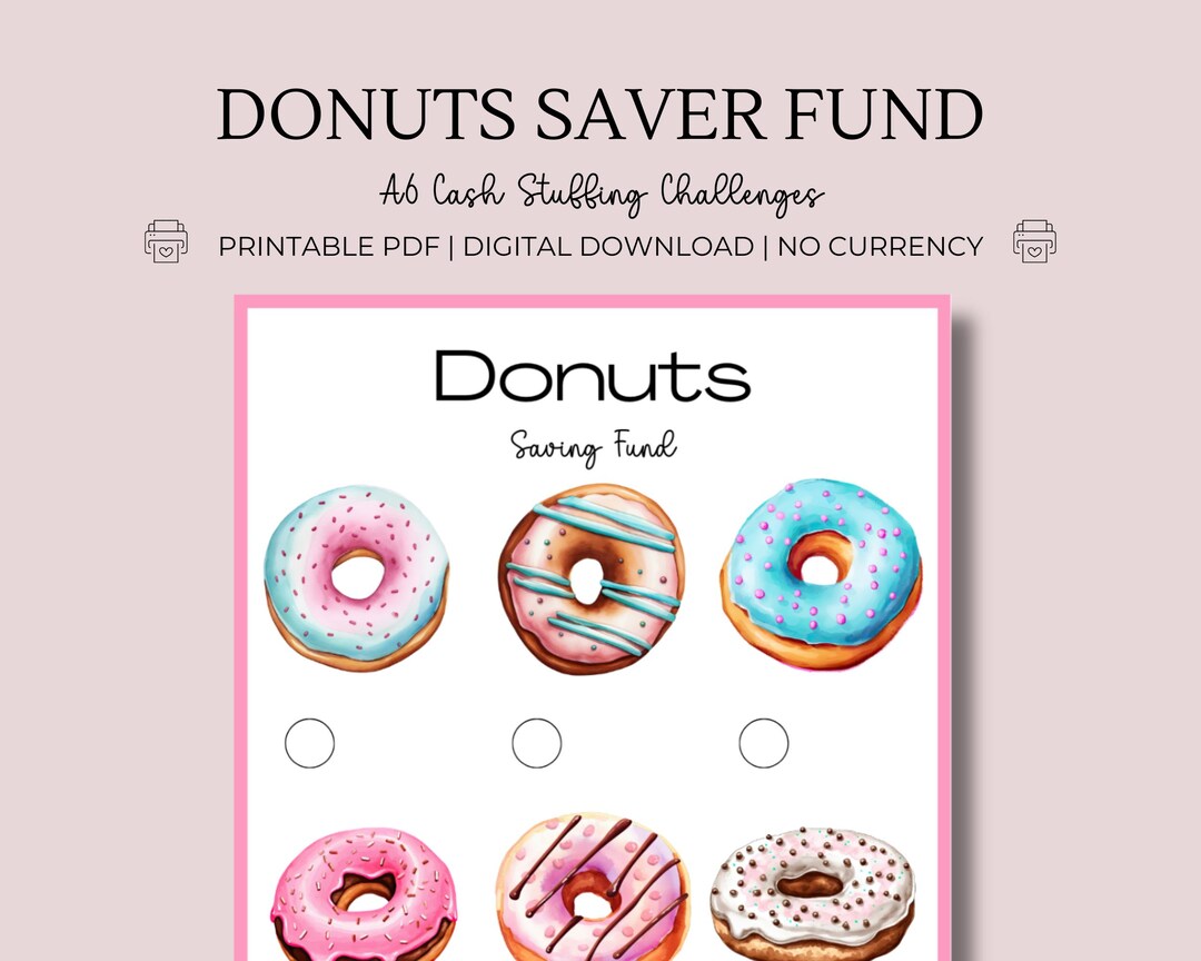 Donuts Saver - A6 Printable PDF Download, Cash Stuffing, Budgeting ...