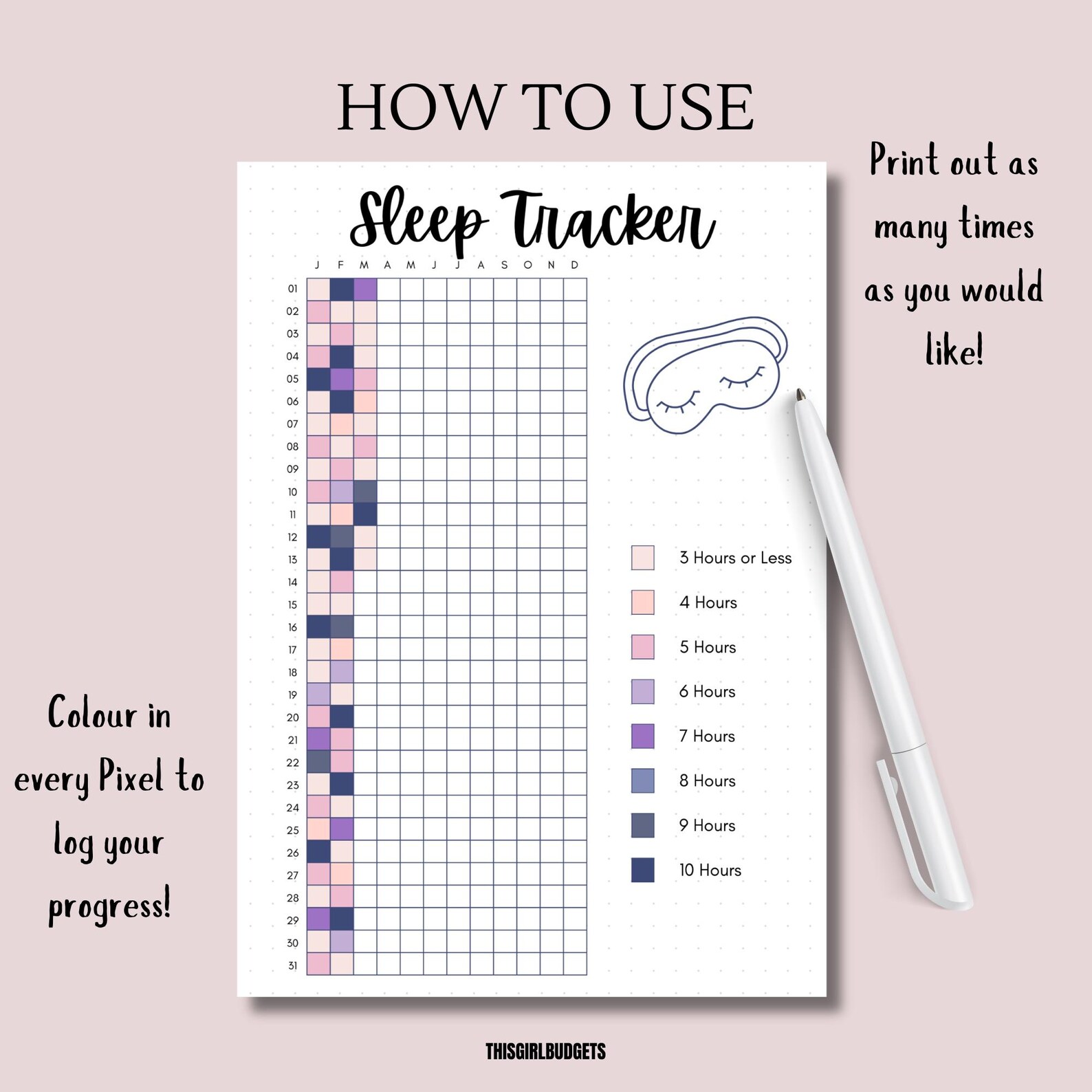 Sleep Tracker - PRINTABLE A4, US & A5 Journal Page, Bullet Dot Grid ...