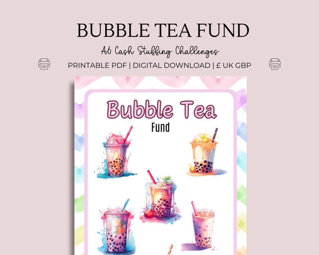 Bubble Tea Saving Fund - A6 Printable Download Tracker | Cash Stuffing ...