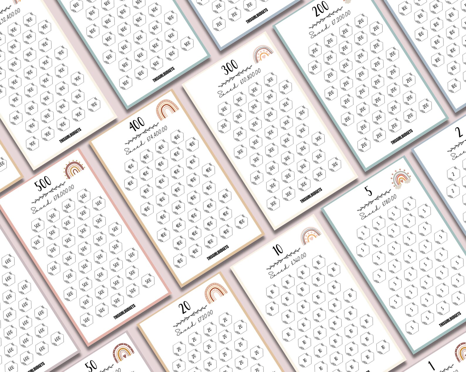 Boho 1p-1,000 Money Savers - X22 Printable A6 PDF Download Bundle, UK ...