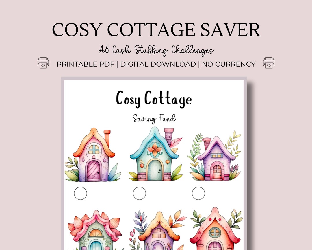 Cosy Cottage Saver - A6 Printable PDF Download, Cash Stuffing ...