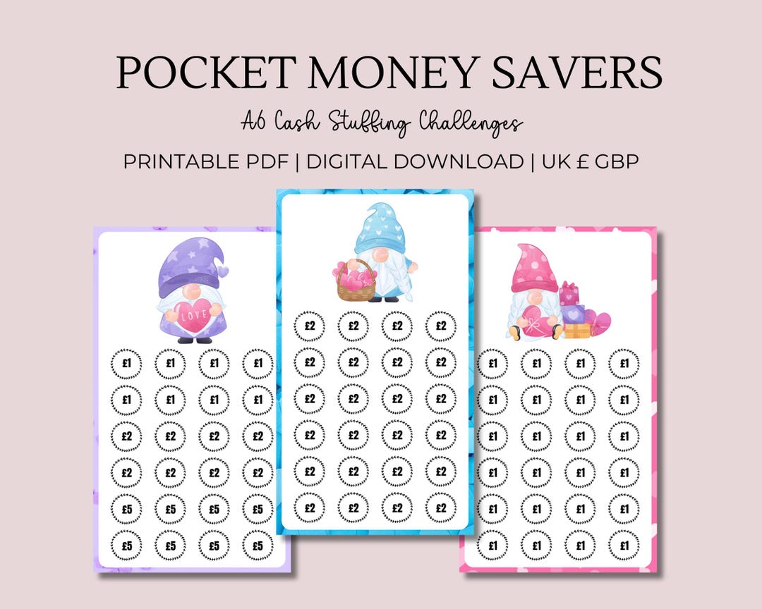 Pocket Money Gonk Saving Challenges - A6 UK Pounds Budgeting PDF ...