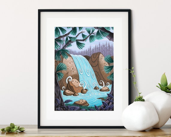 Waterfall Art Print Waterfall Decor Inspirational Print | Etsy