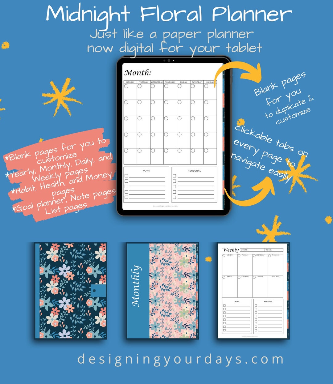 2022 Digital Planner, Digital Journal, Ipad, Blank Digital Planner ...
