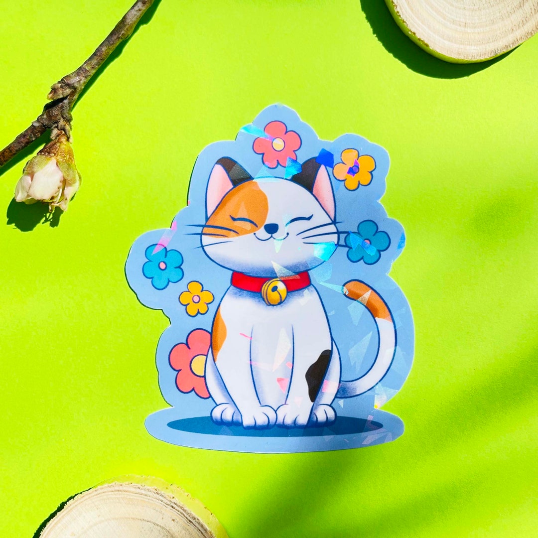 Holographic Kitty Cat Sticker (weatherproof/water Resistant) - Etsy