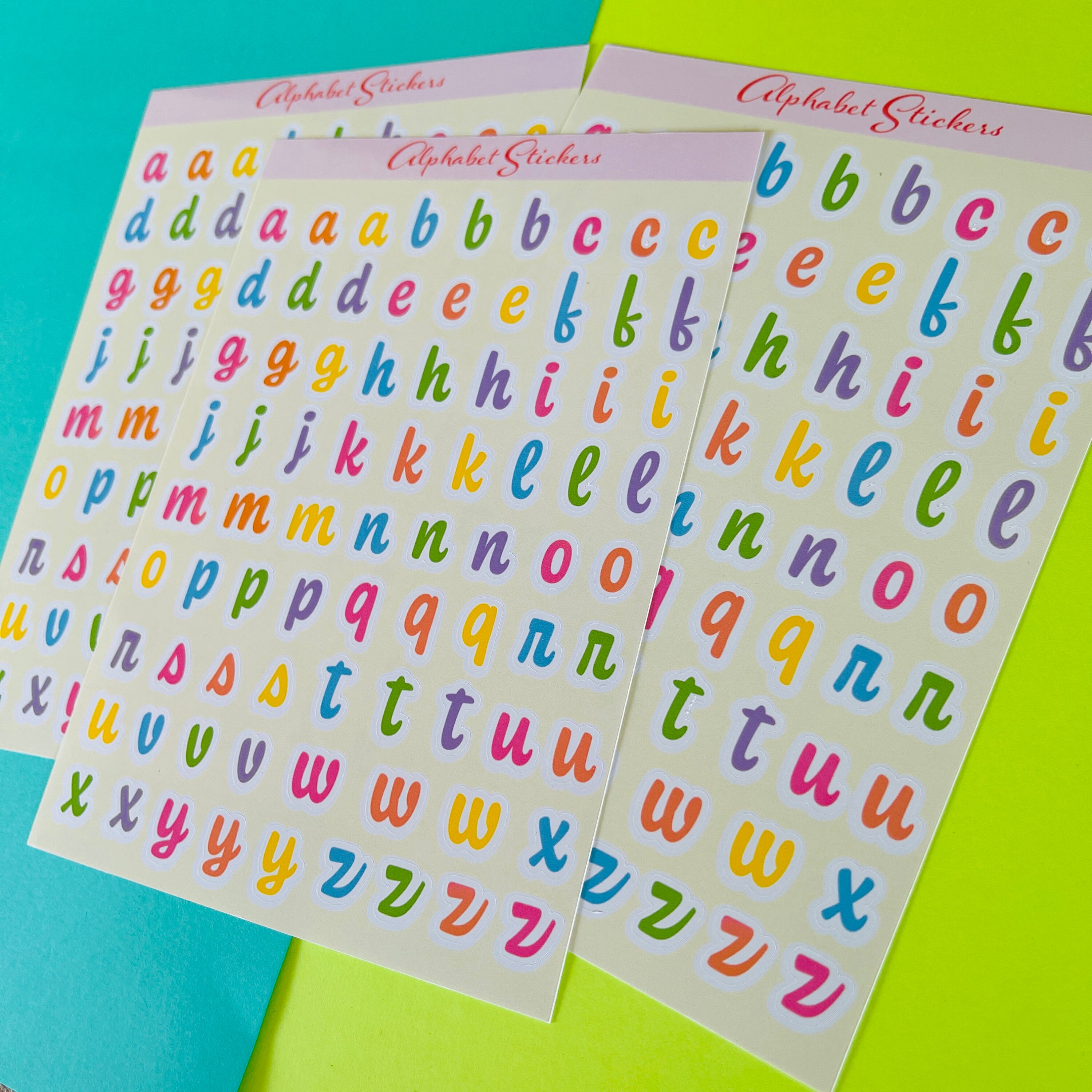 Colorful Alphabet Sticker Sheets | Deco Sticker Sheet | Glossy Sticker ...