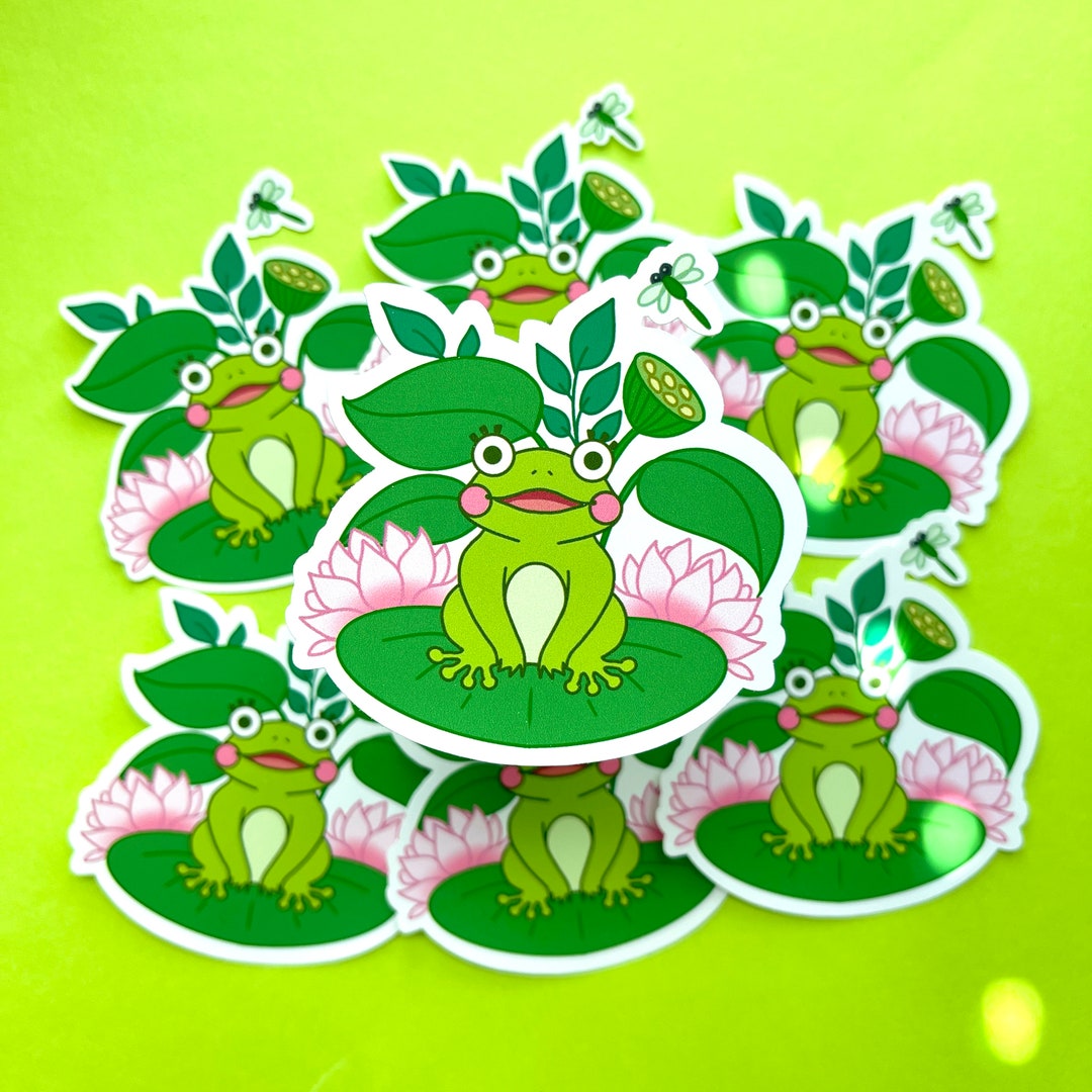 Lotus Froggy Stickers | Weatherproof and Water Resistant Stickers - Etsy