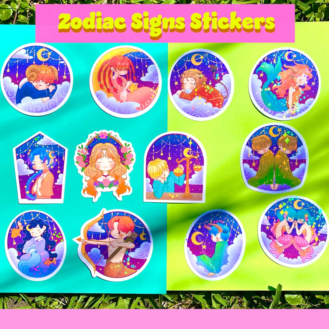 Holographic Zodiac Signs Illustration Stickers (weatherproof ...