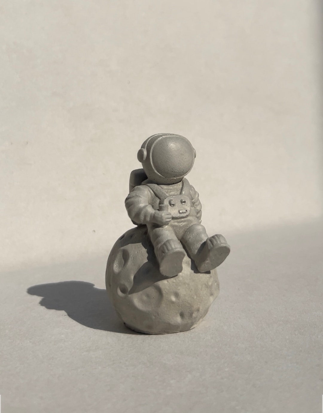 Mini Concrete Astronaut on the Moon - Handmade Space Decor Figurine ...