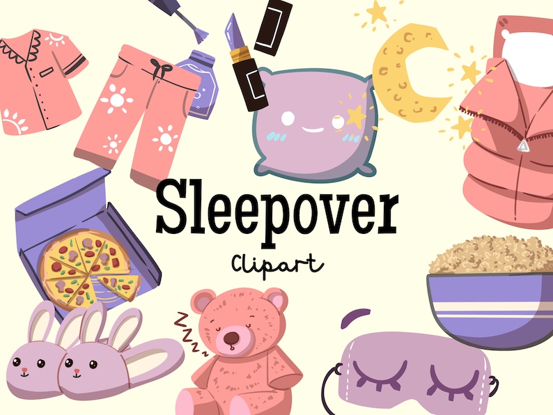 Sleepover Clipart PNG Set Slumber Party Sleep Over Clip Art - Etsy