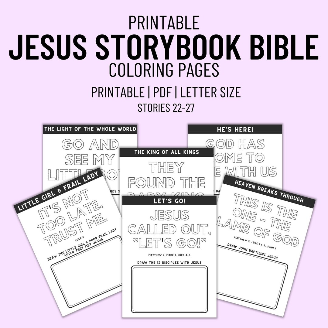 Jesus Storybook Bible Coloring Pages for Kids Stories 22-27, Printable ...