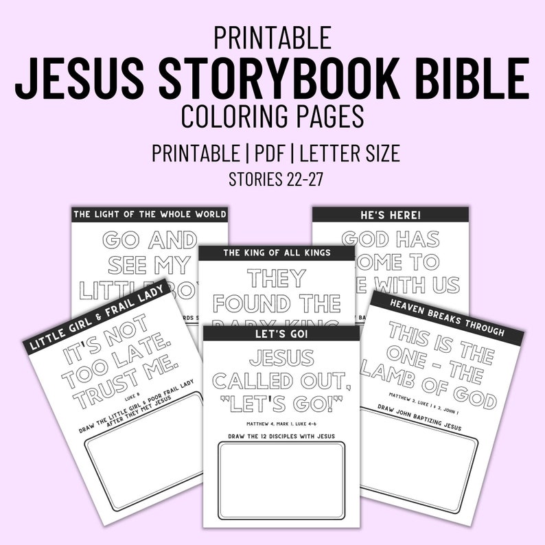 Jesus Storybook Bible Coloring Pages for Kids Stories 22-27, Printable ...