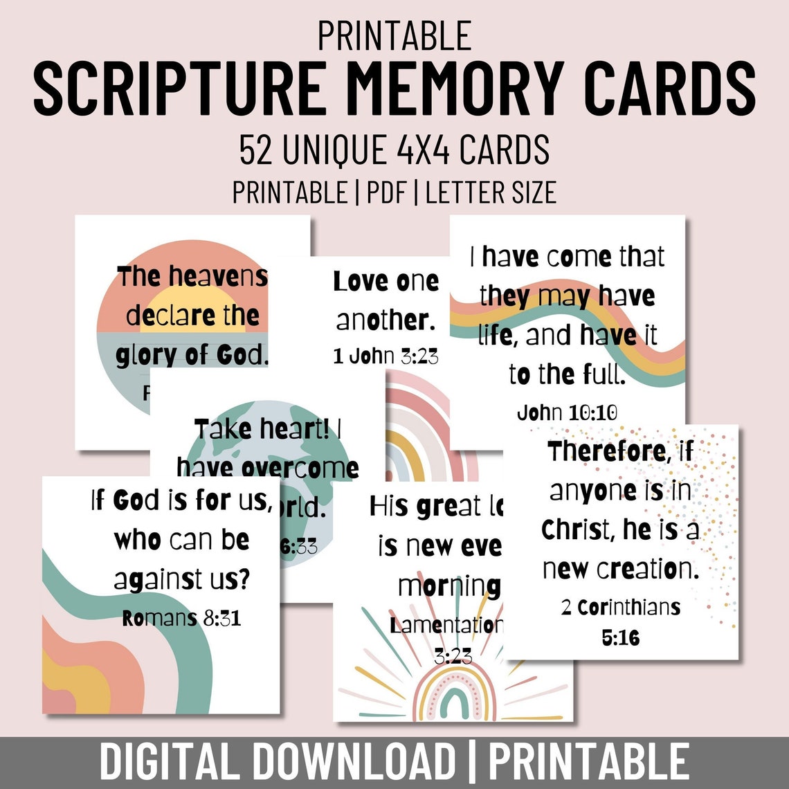 Printable Scripture Cards, Printable Bible Verse Cards, Bible Verses ...