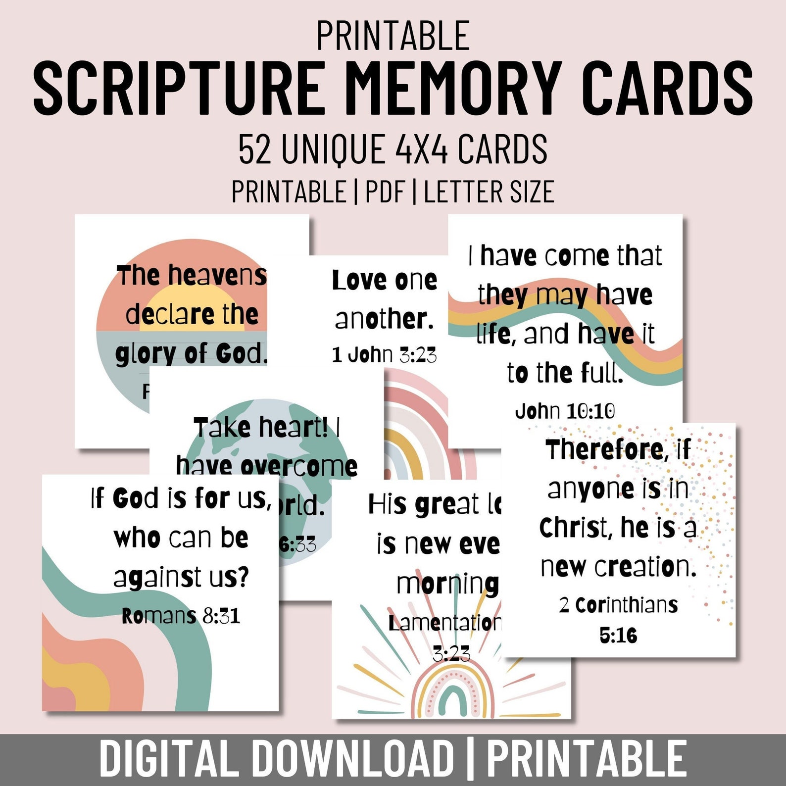 Printable Scripture Cards, Printable Bible Verse Cards, Bible Verses ...