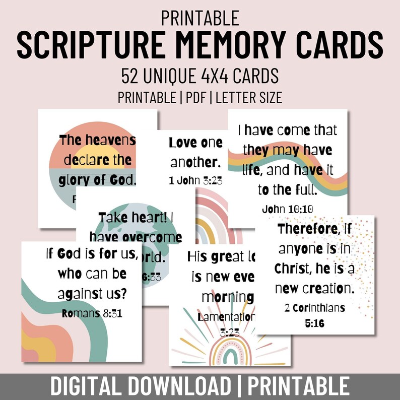 Printable Scripture Cards, Printable Bible Verse Cards, Bible Verses ...