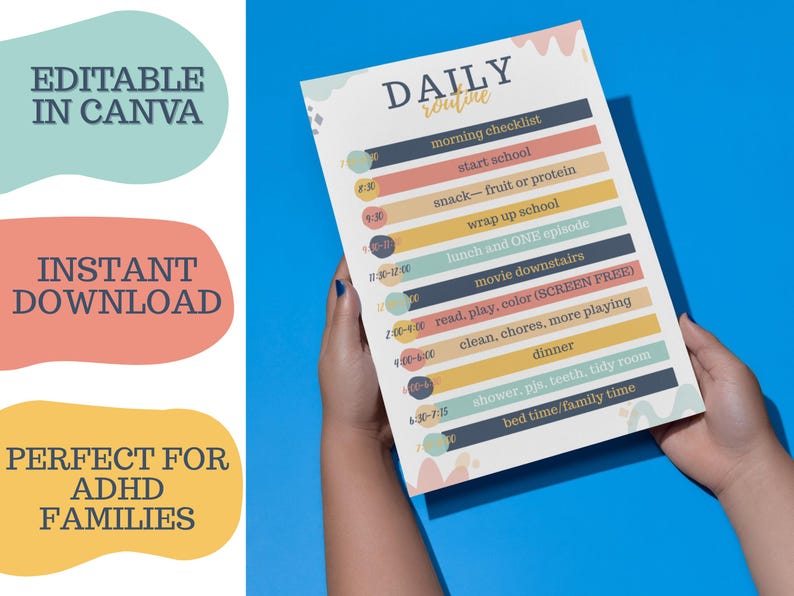 Printable Family Routine Chart | Editable Daily Schedule for Kids ...