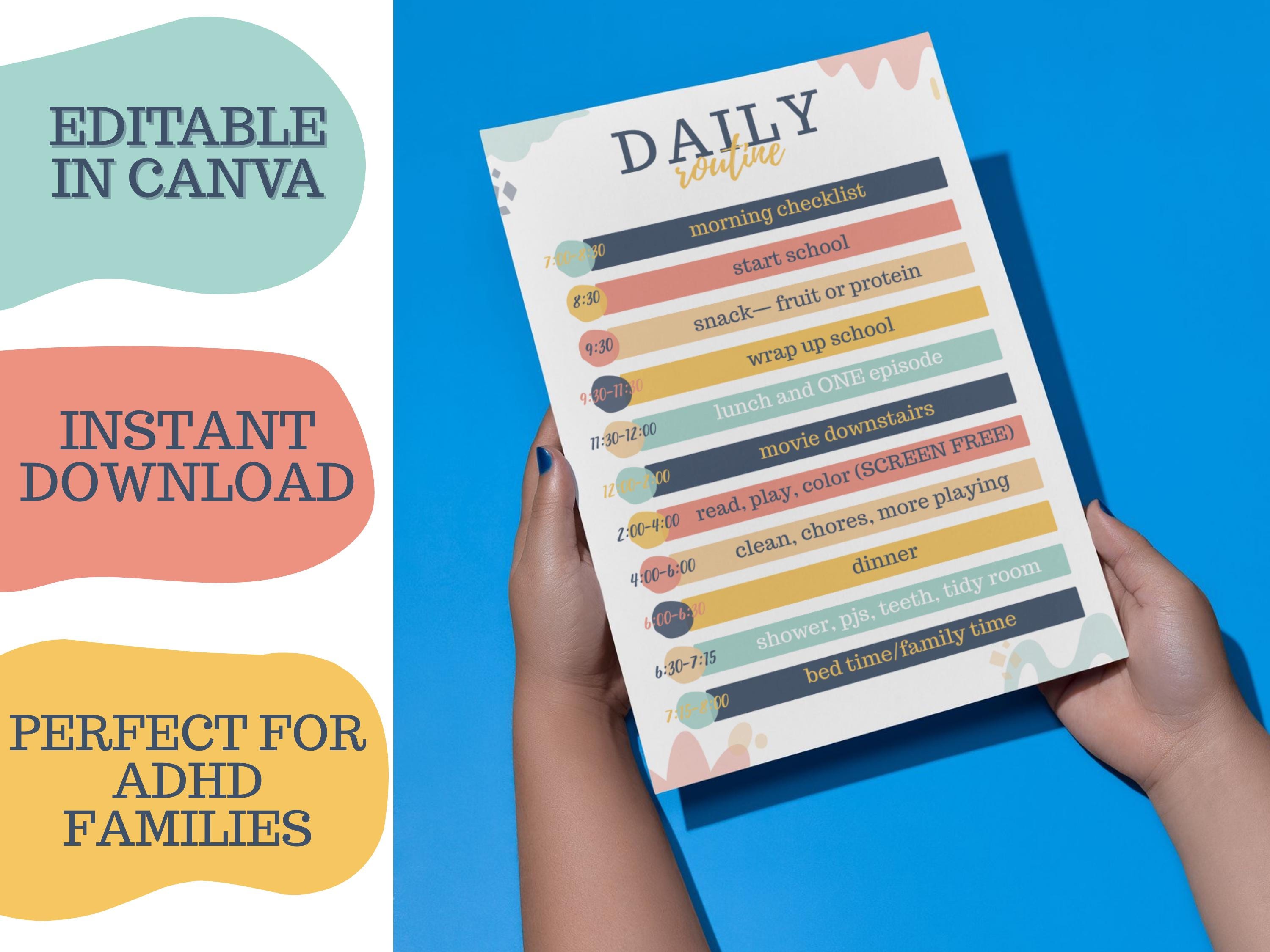 Printable Family Routine Chart | Editable Daily Schedule for Kids ...