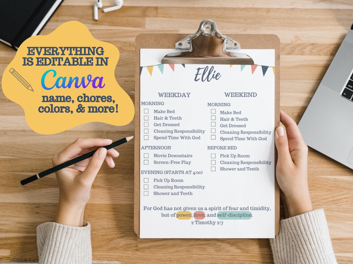 Printable Family Routine Chart | Editable Daily Schedule for Kids ...
