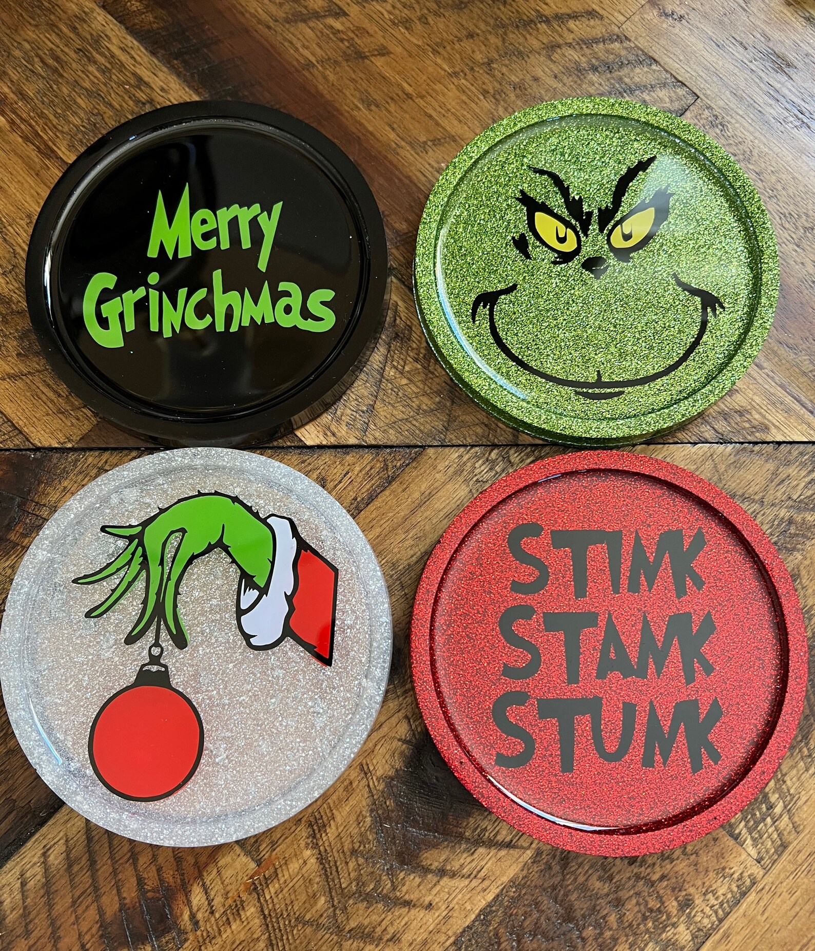 The Grinch Christmas Coaster Set of 4 - Etsy