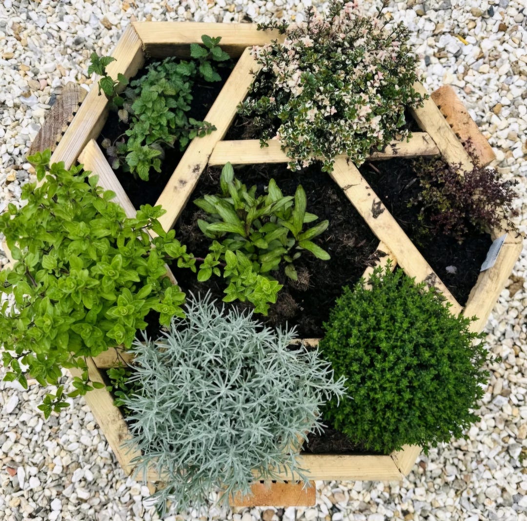Handmade Hexagonal Herb Wheel Planter: Tanalised FSC Timber Veg Bed ...