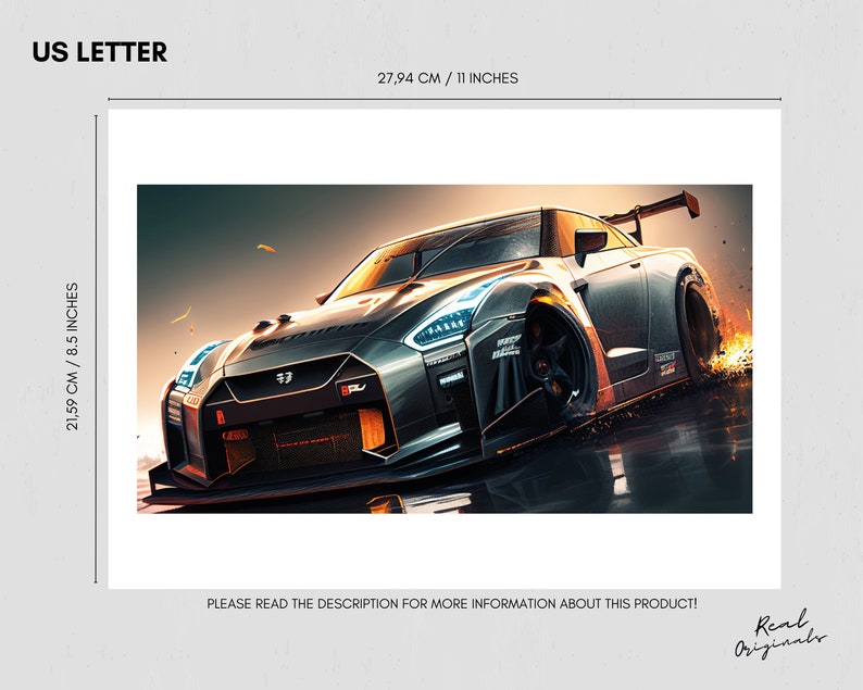 Nissan GTR Godzilla | Nissan R35 Poster | Sports Car Poster | Car Print ...