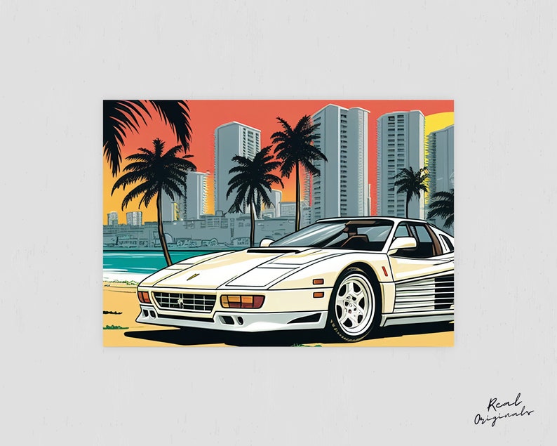 Ferrari Testarossa Card - Miami Vibes Theme - Size 4.1 X 5.8 Inch - Etsy