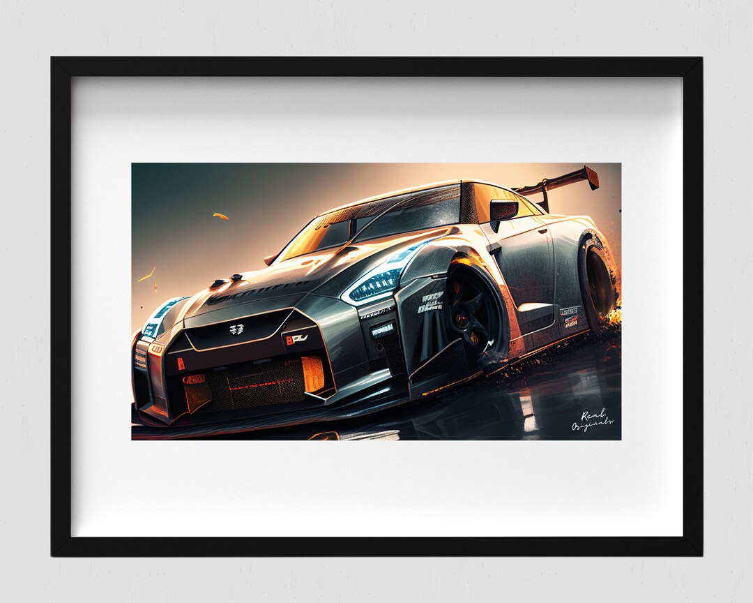 Nissan GTR Godzilla | Nissan R35 Poster | Sports Car Poster | Car Print ...