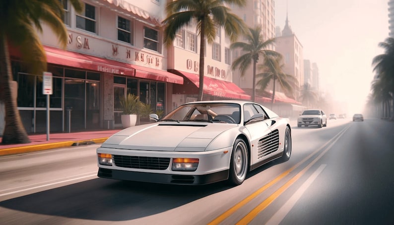 Ferrari Testarossa Art | Minimalistic Road Scenery | Iconic Sports Car ...