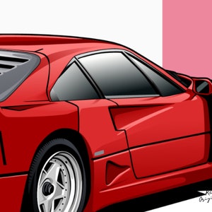 Ferrari F40 Poster | Italian Flag Poster | Red Ferrari Poster | Car ...
