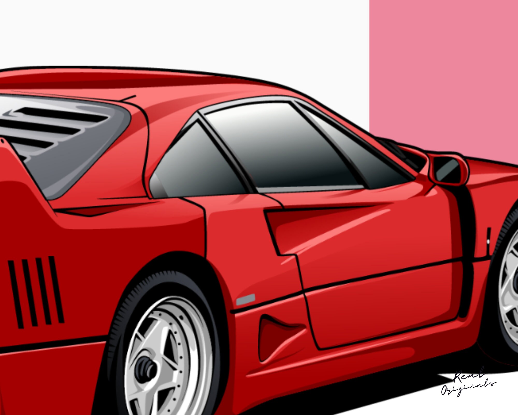 Ferrari F40 Poster | Italian Flag Poster | Red Ferrari Poster | Car ...