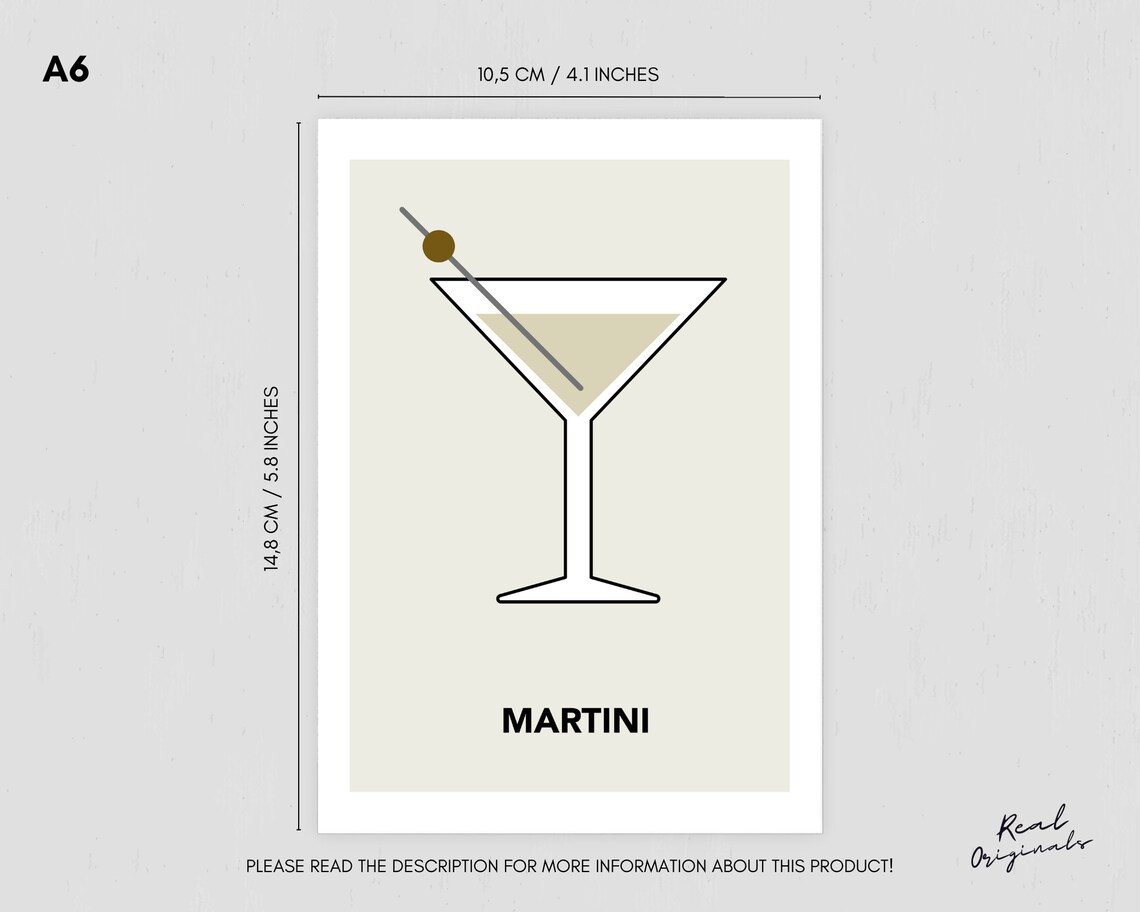 Martini Cocktail Card | Cocktail Postcard | Cocktail Print | Printable ...