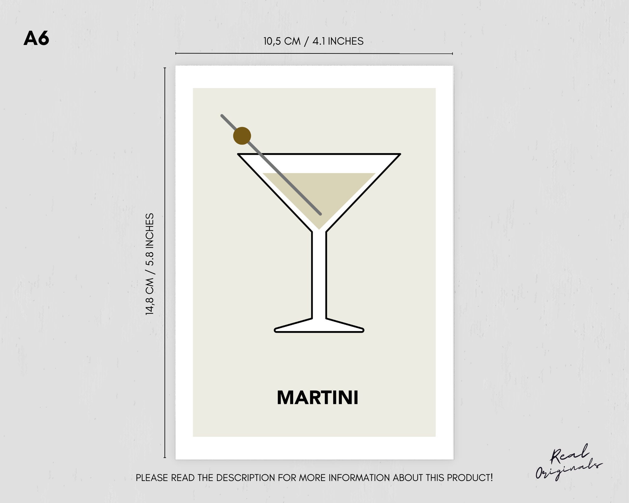 Martini Cocktail Card | Cocktail Postcard | Cocktail Print | Printable ...