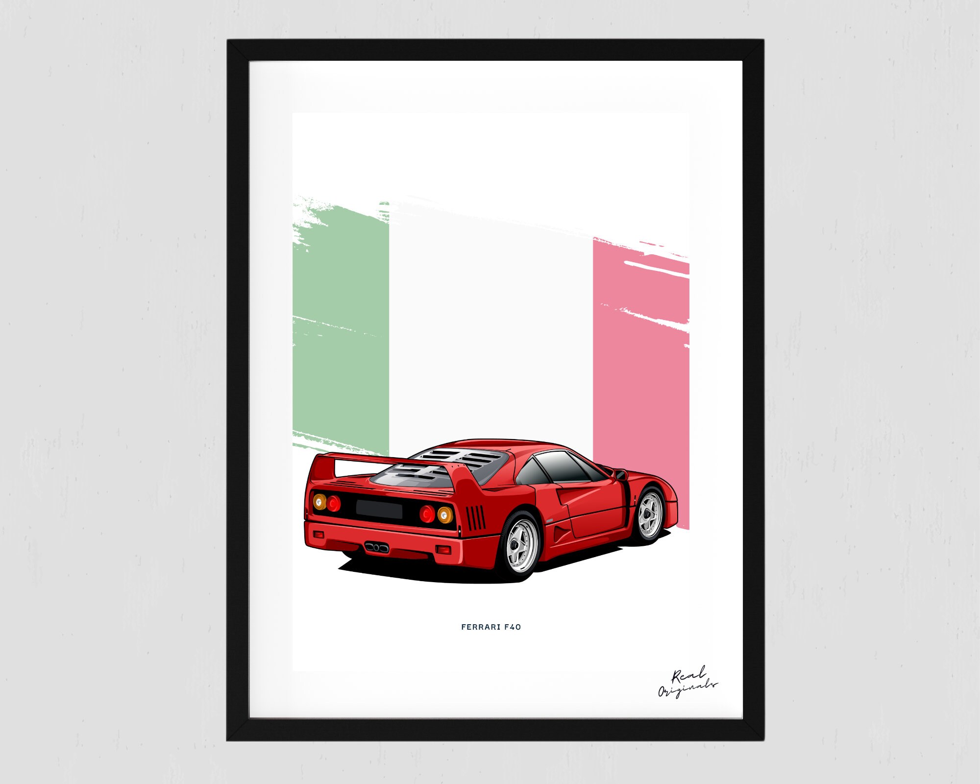 Ferrari F40 Poster | Italian Flag Poster | Red Ferrari Poster | Car ...