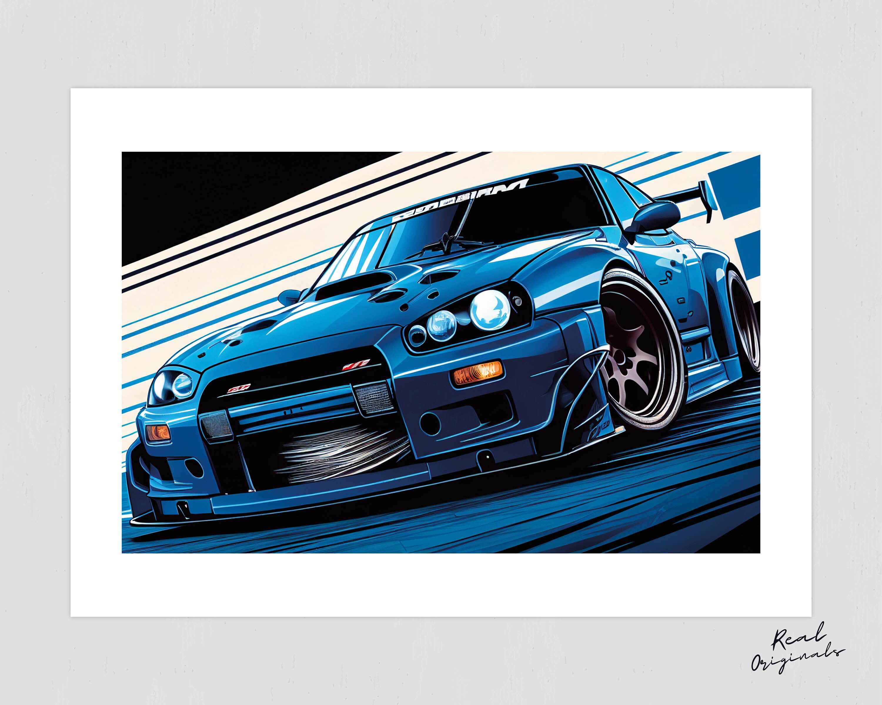 Nissan Skyline R34 Poster | Blue Car Poster | Racing Car | Car Lover ...